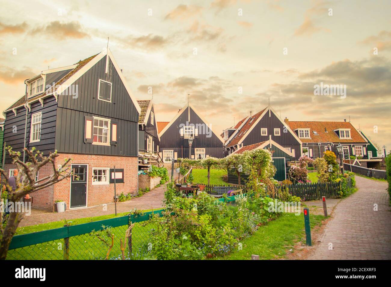 Traditional houses in Holland town Volendam, Netherlands Stock Photo ...