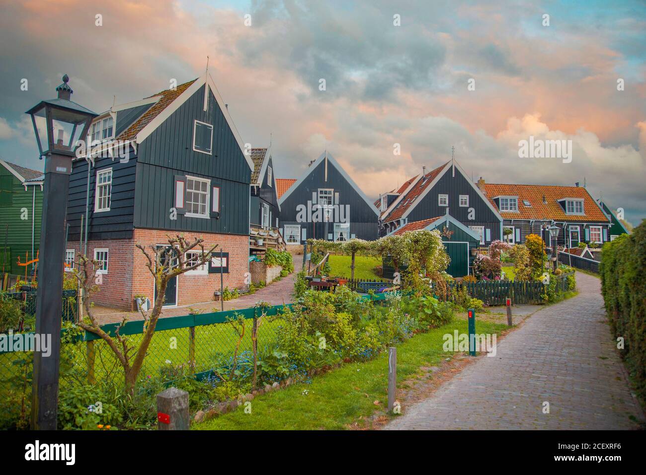 Traditional houses in Holland town Volendam, Netherlands Stock Photo ...