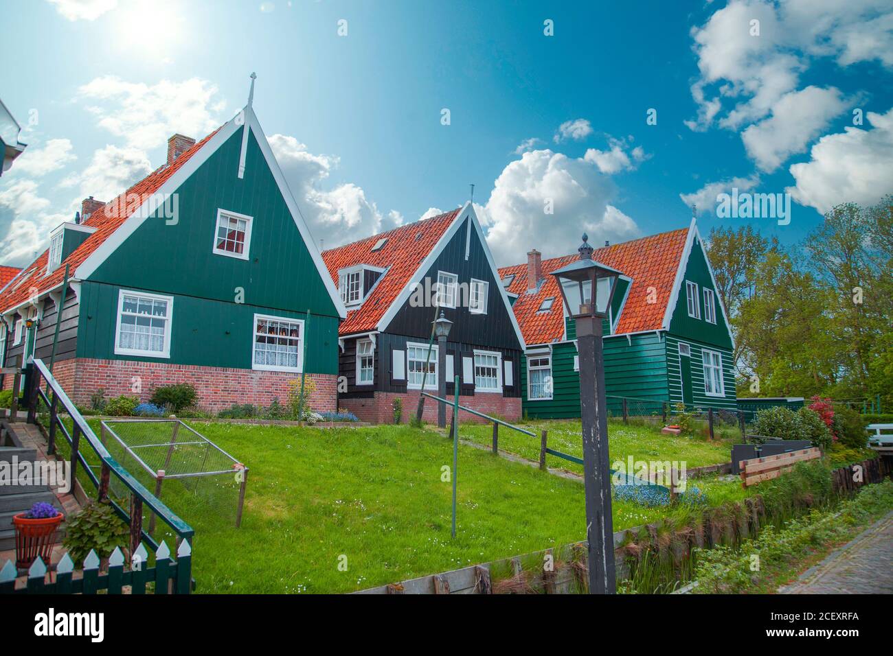 Traditional houses in Holland town Volendam, Netherlands Stock Photo ...