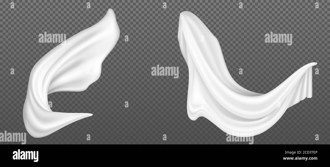 Flying white silk fabric isolated on transparent background. Vector ...