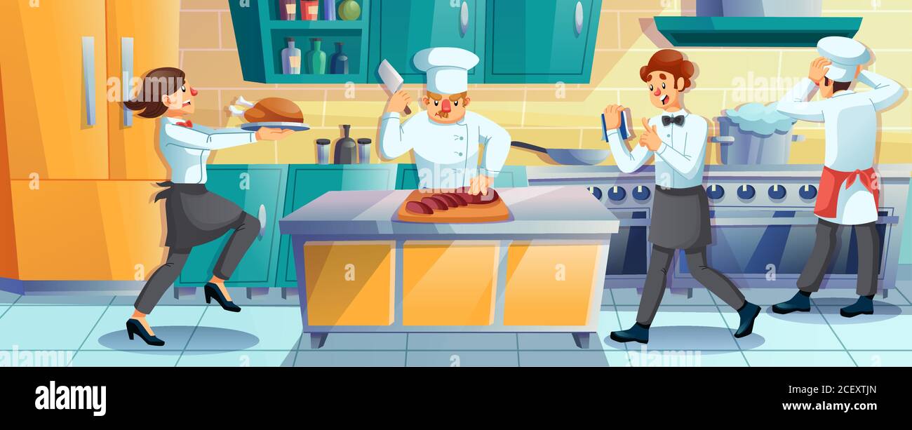 Restaurant kitchen staff busy work Stock Vector Images - Alamy