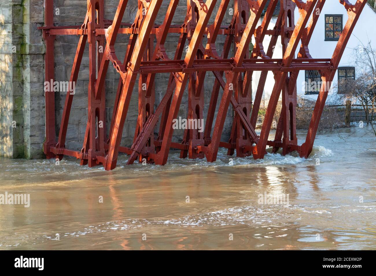 Flooding in Ironbridge, Shropshire. Tuesday 25 February 2020 Stock ...