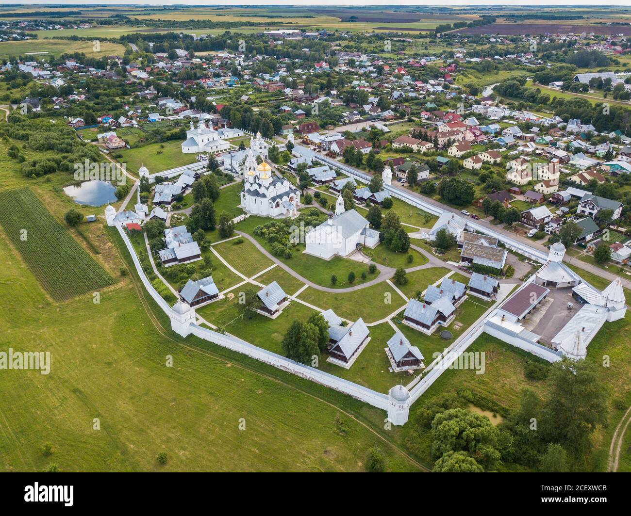 The ancient town of Suzdal. View from the bell tower of the Venerable ...