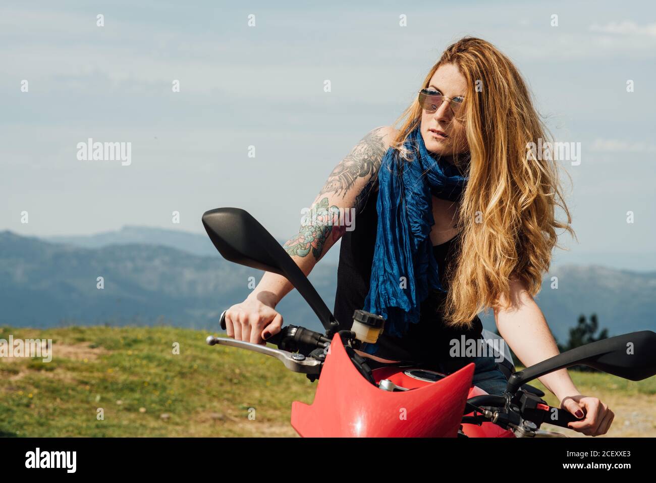 Motorbike parked low angle hi-res stock photography and images - Alamy