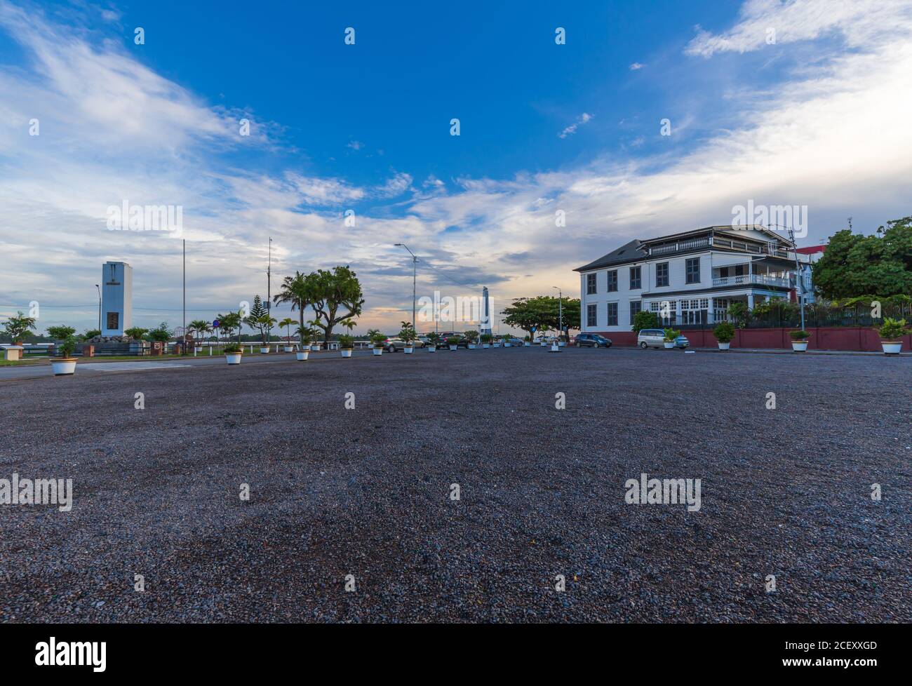 Suriname Dutch Colonial Architecture And Monuments At Sunset Stock ...