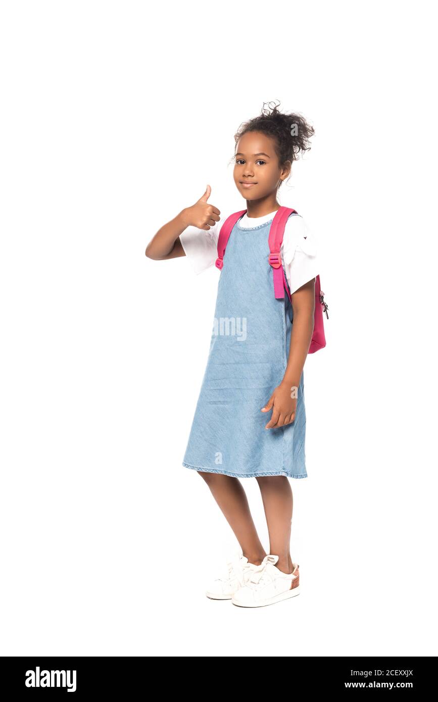 african american schoolkid showing thumb up isolated on white Stock ...