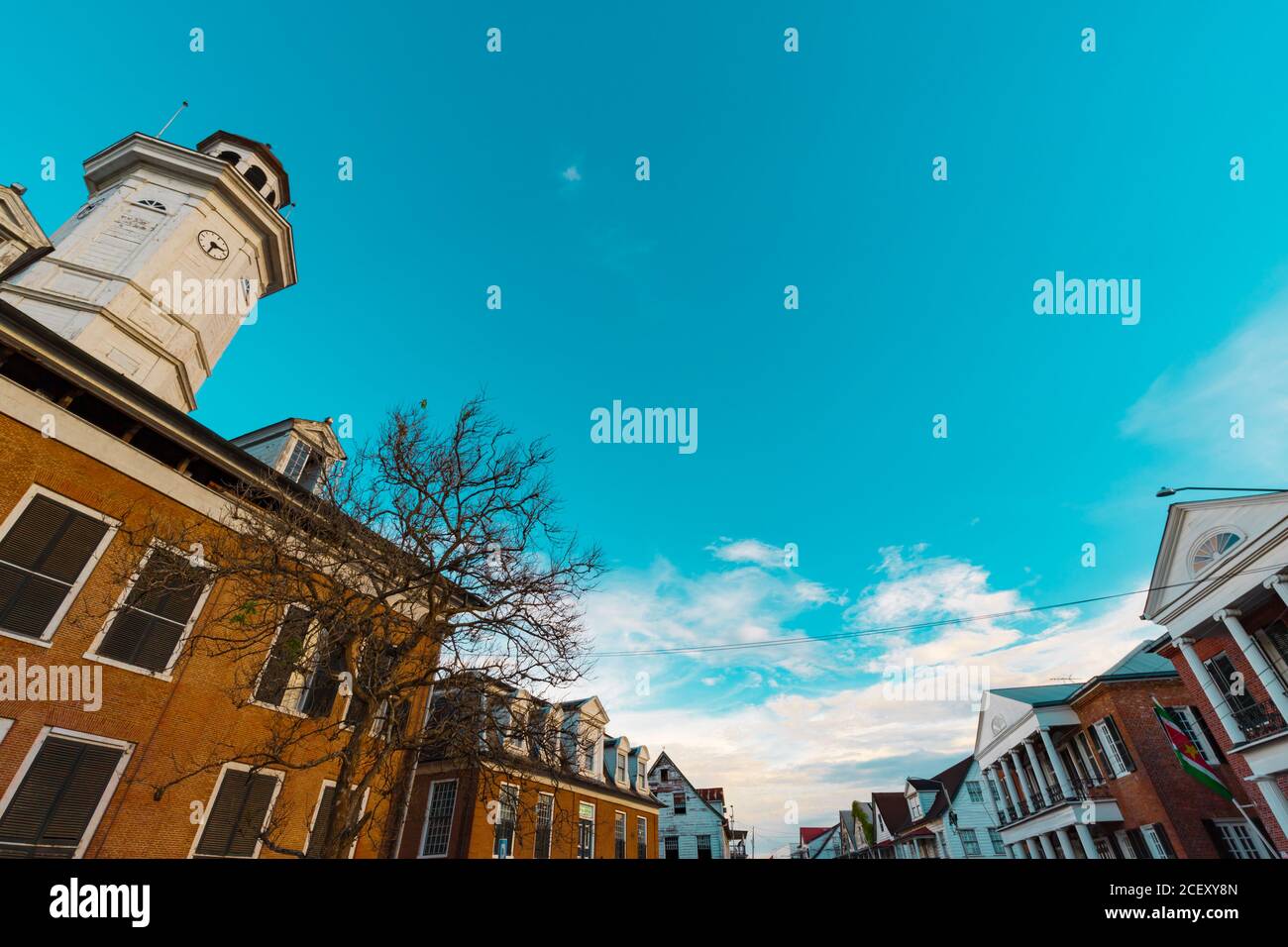 Teal Sky And Dutch Colonial Architecture In Downtown Paramaribo ...