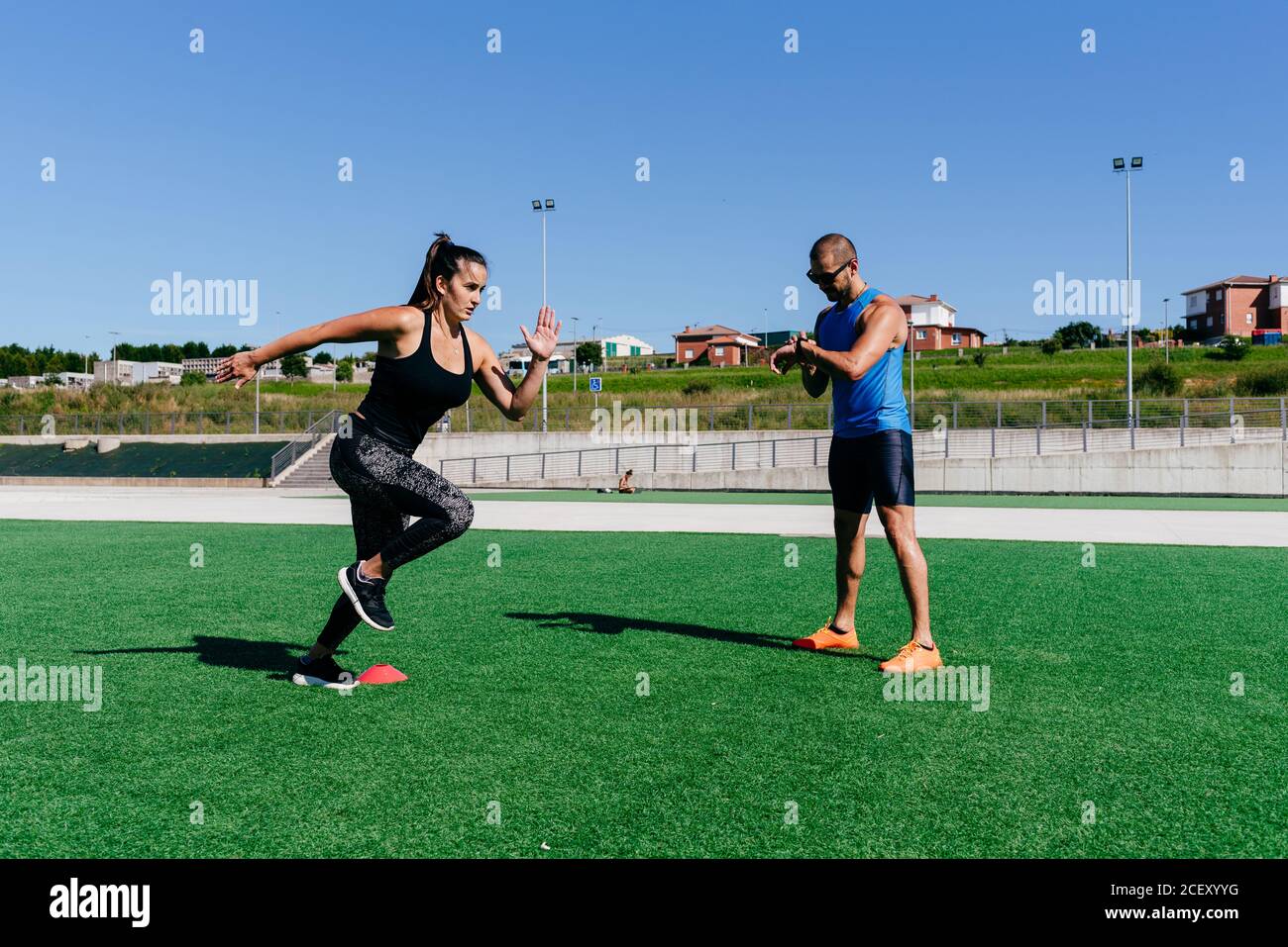 Athlete coach running hi-res stock photography and images - Alamy