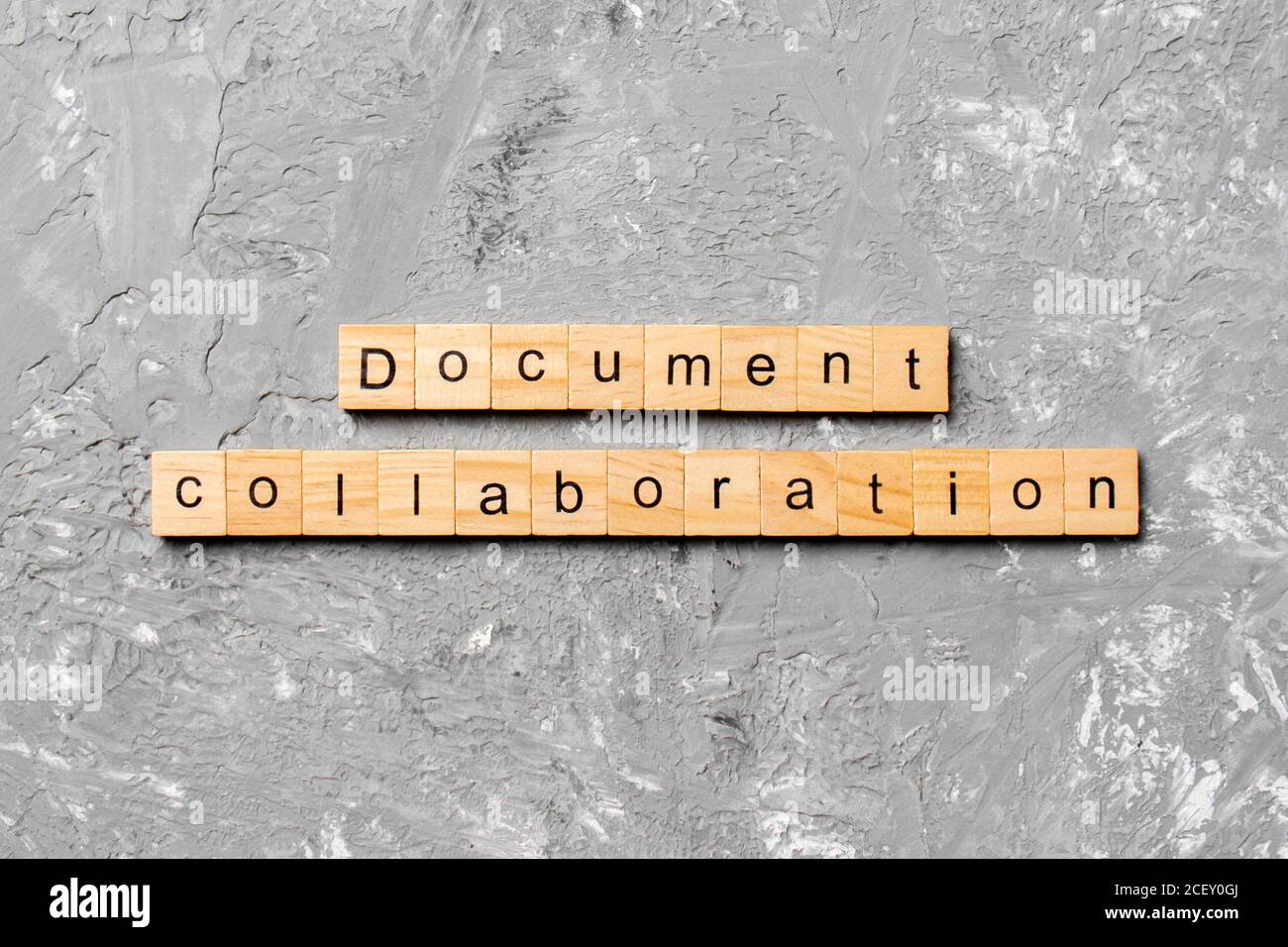 Document Collaboration word written on wood block. Document ...