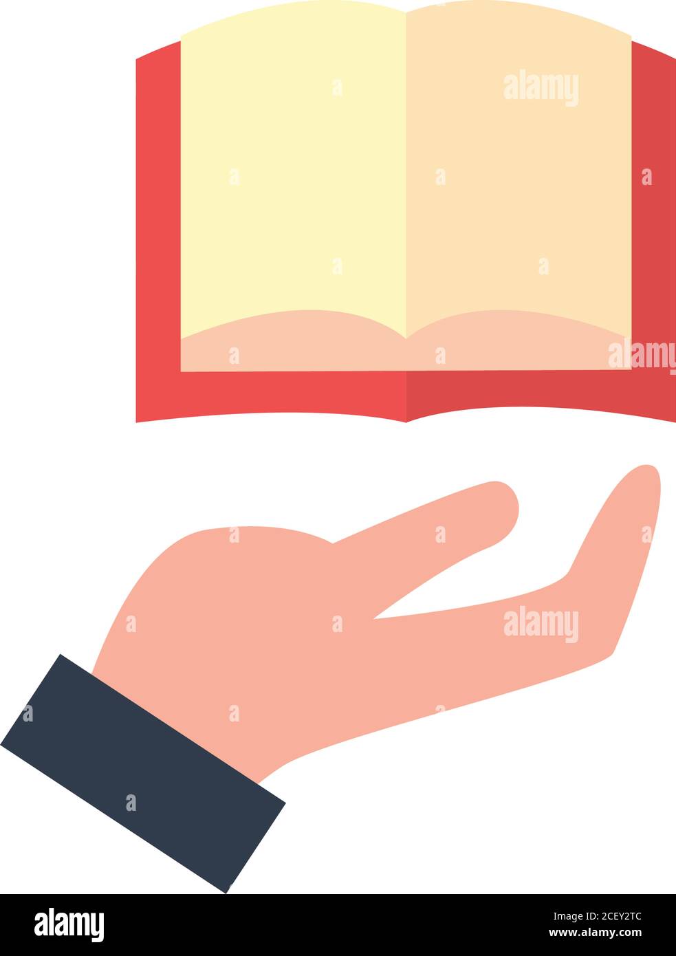 open book over hand flat style icon design, Education literature and ...