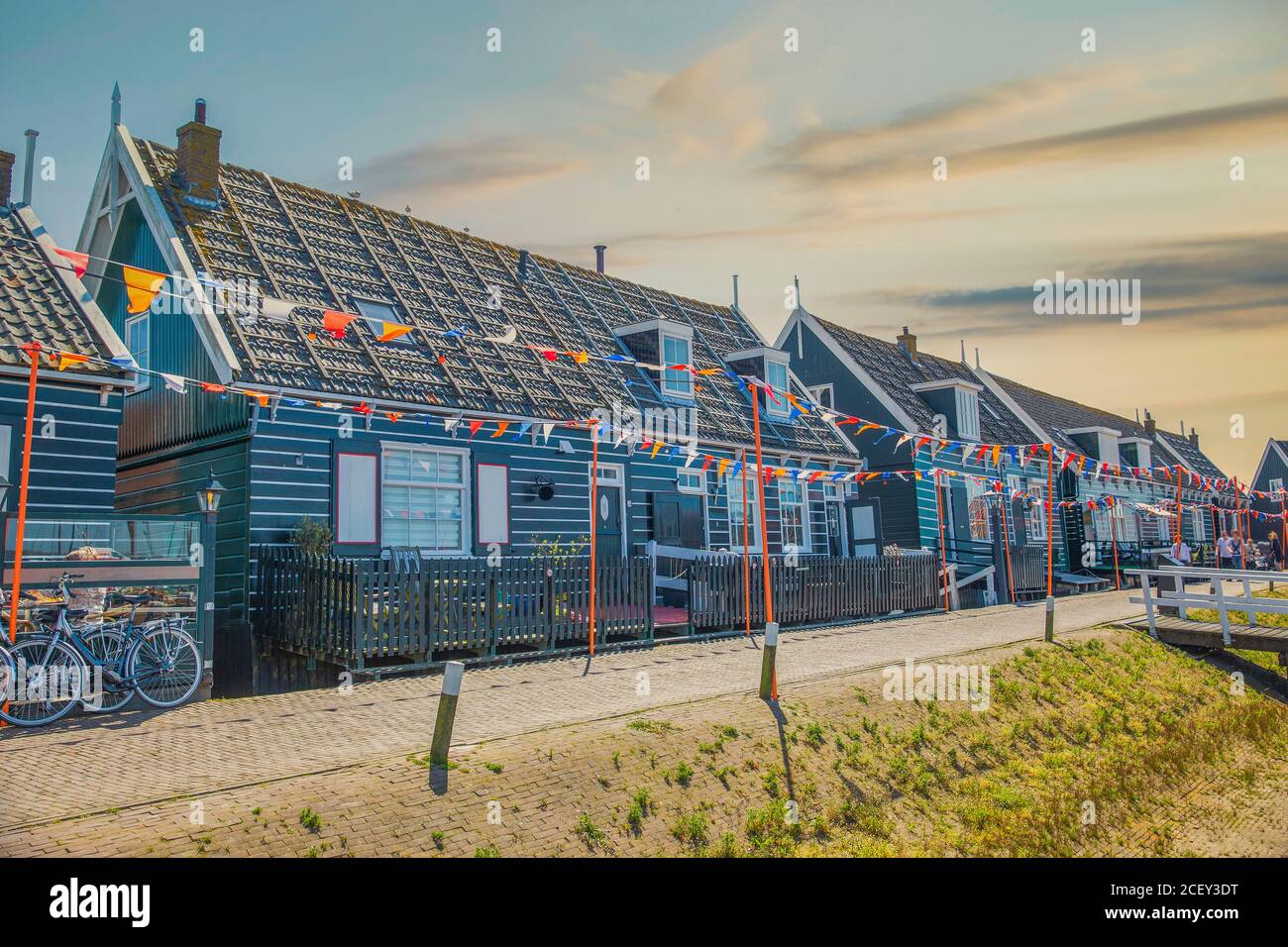Traditional houses in Holland town Volendam, Netherlands Stock Photo ...