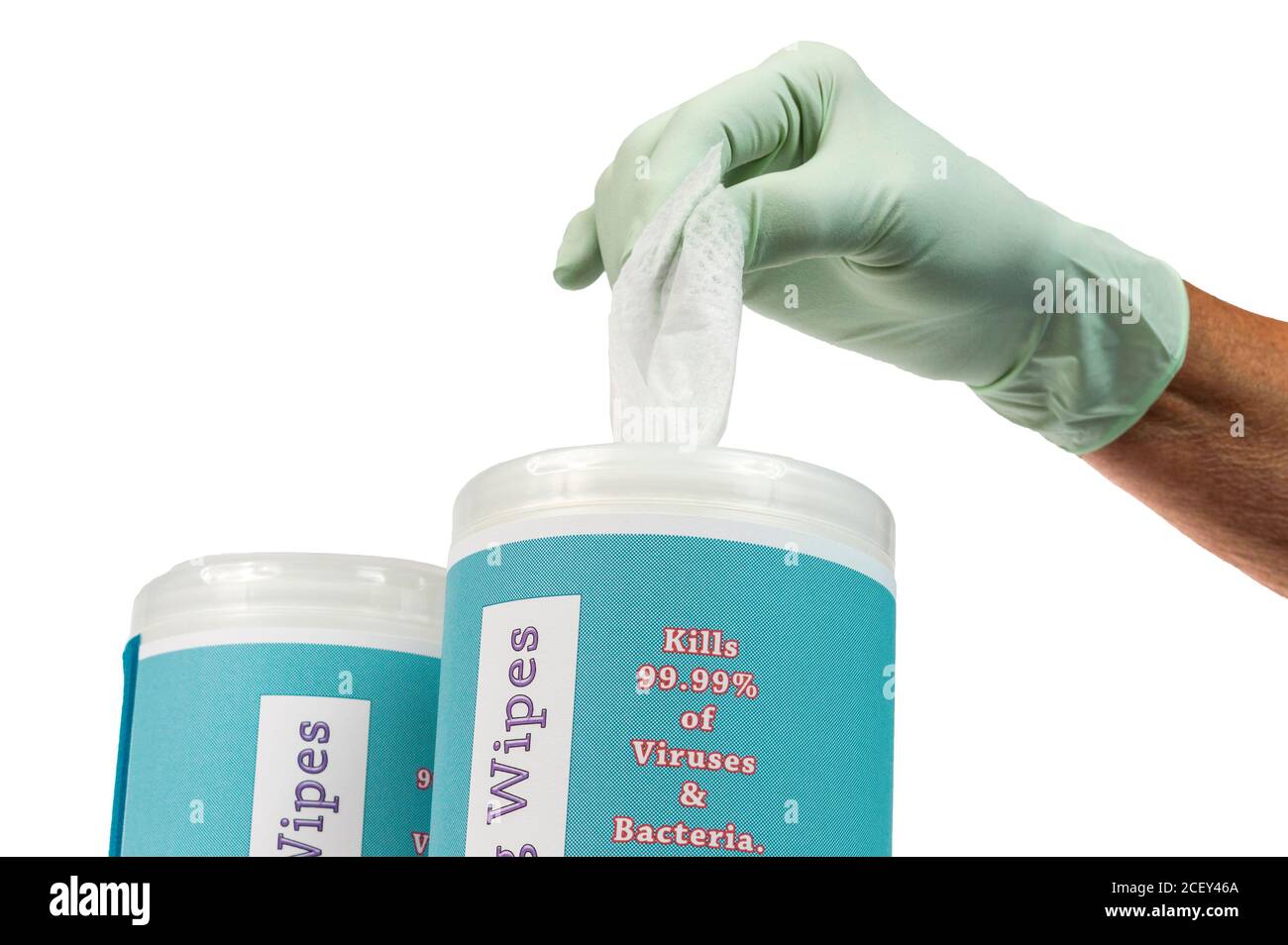 Angled close up photograph of a rubber gloved hand pulling a ...