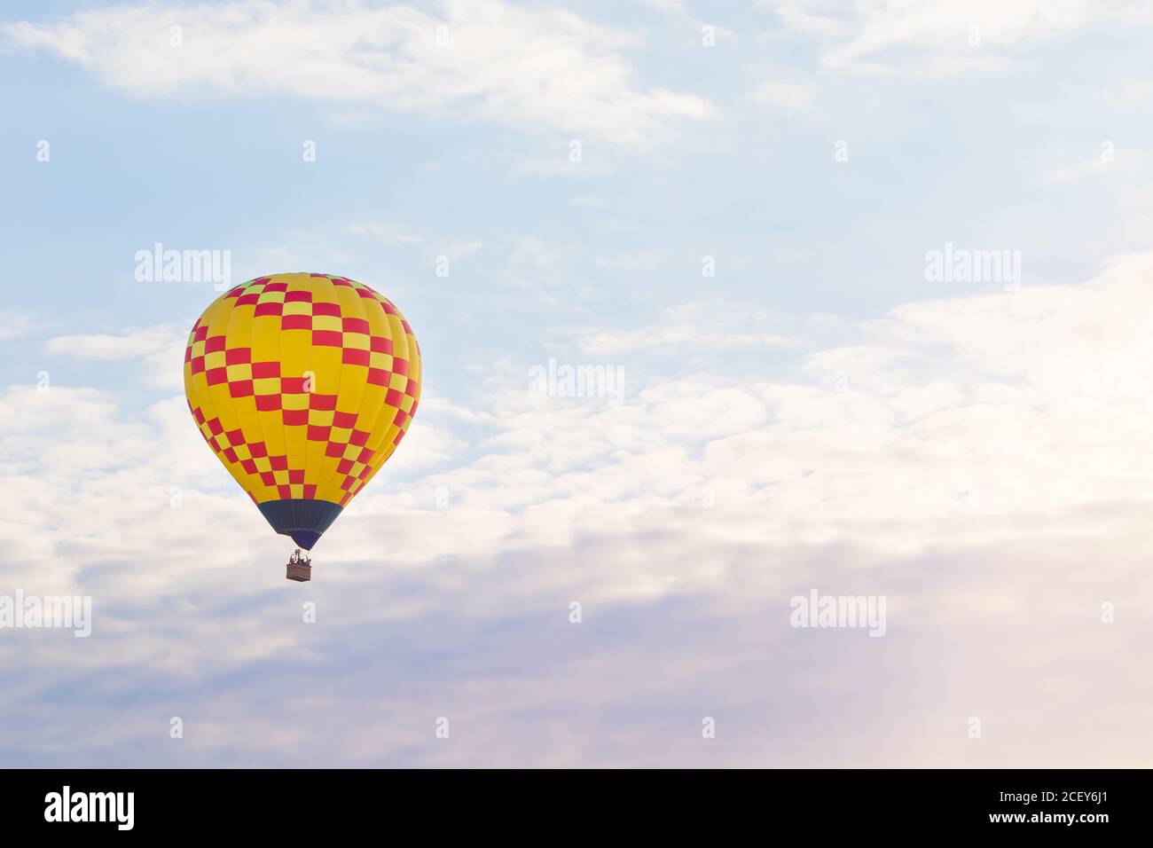 Colorful hot air balloon flying in the sky in summer Stock Photo - Alamy