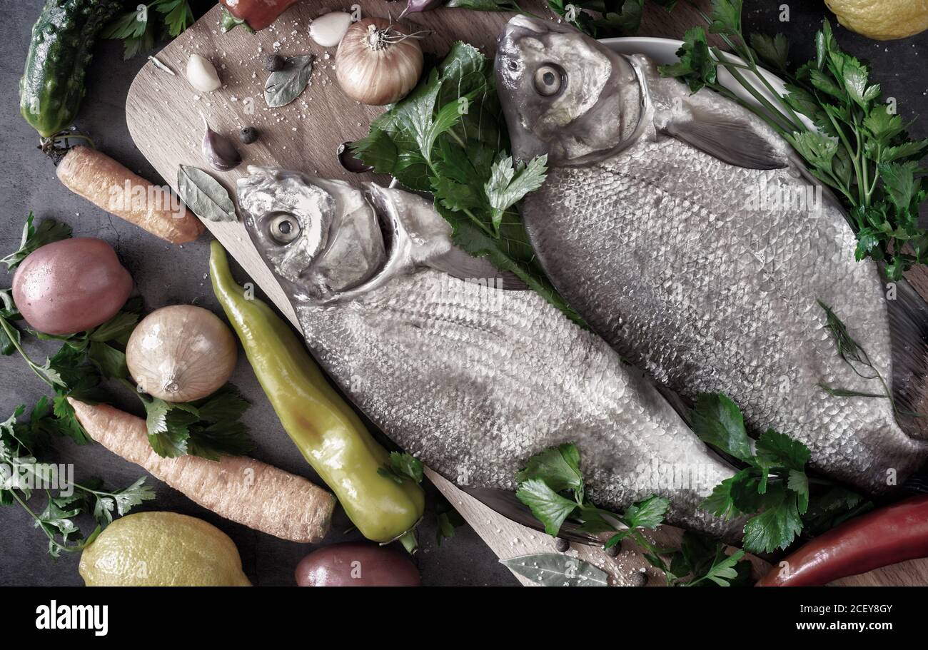 Large river fish bream cooked for frying Stock Photo - Alamy