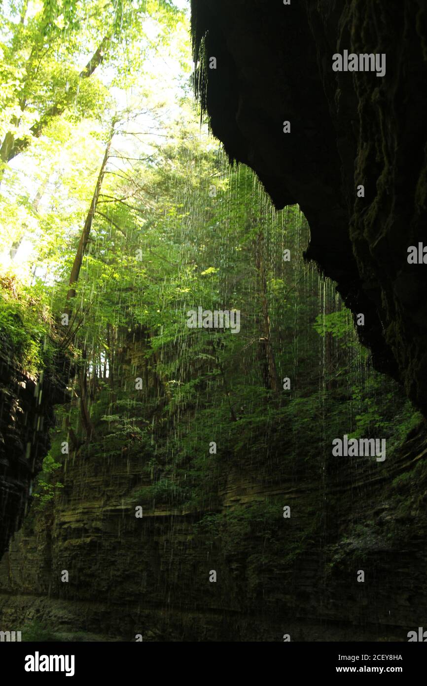 Dripping water curtain at Watkins Glen State Park, NY, USA Stock Photo ...