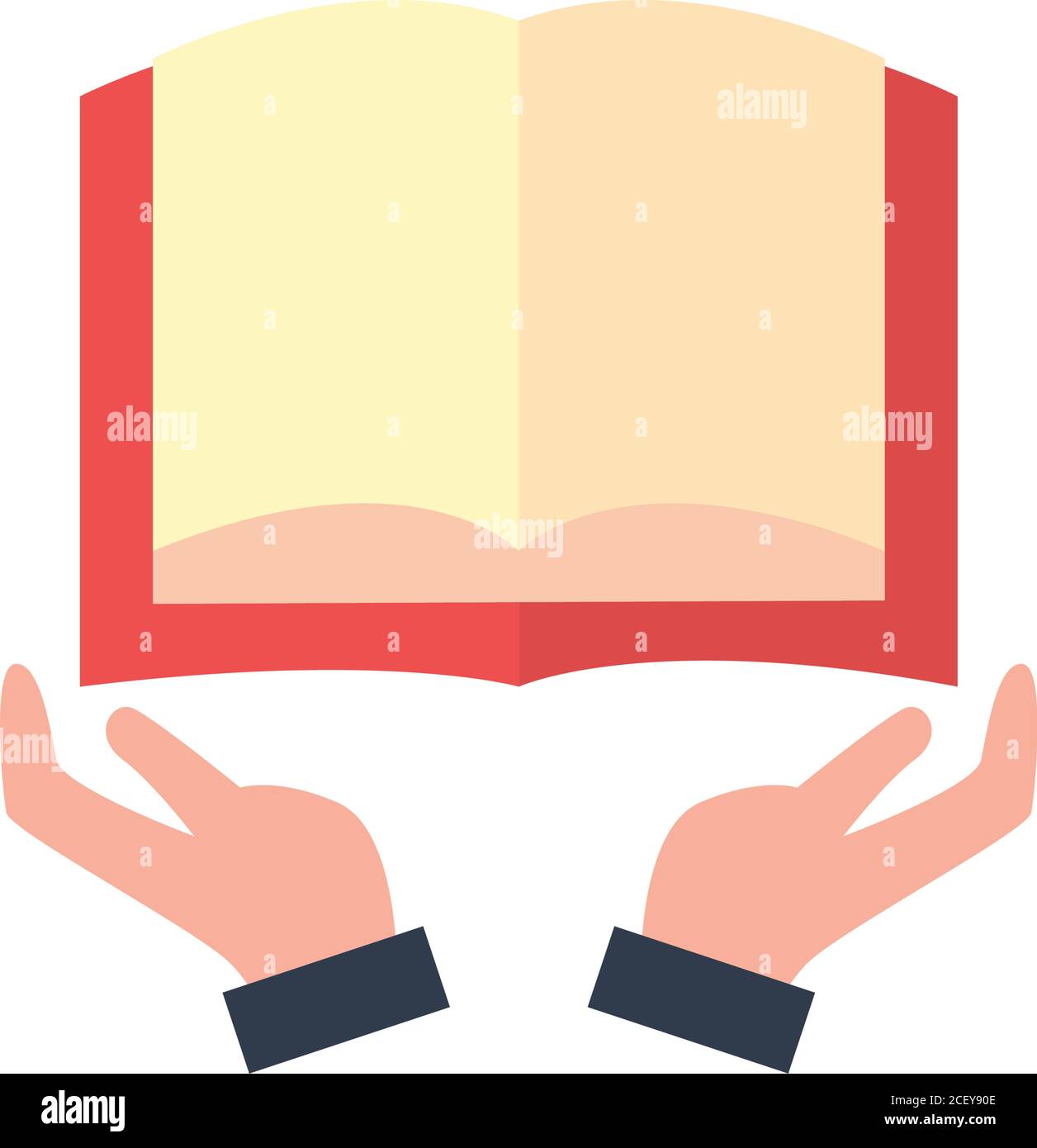 open book over hands flat style icon design, Education literature and ...