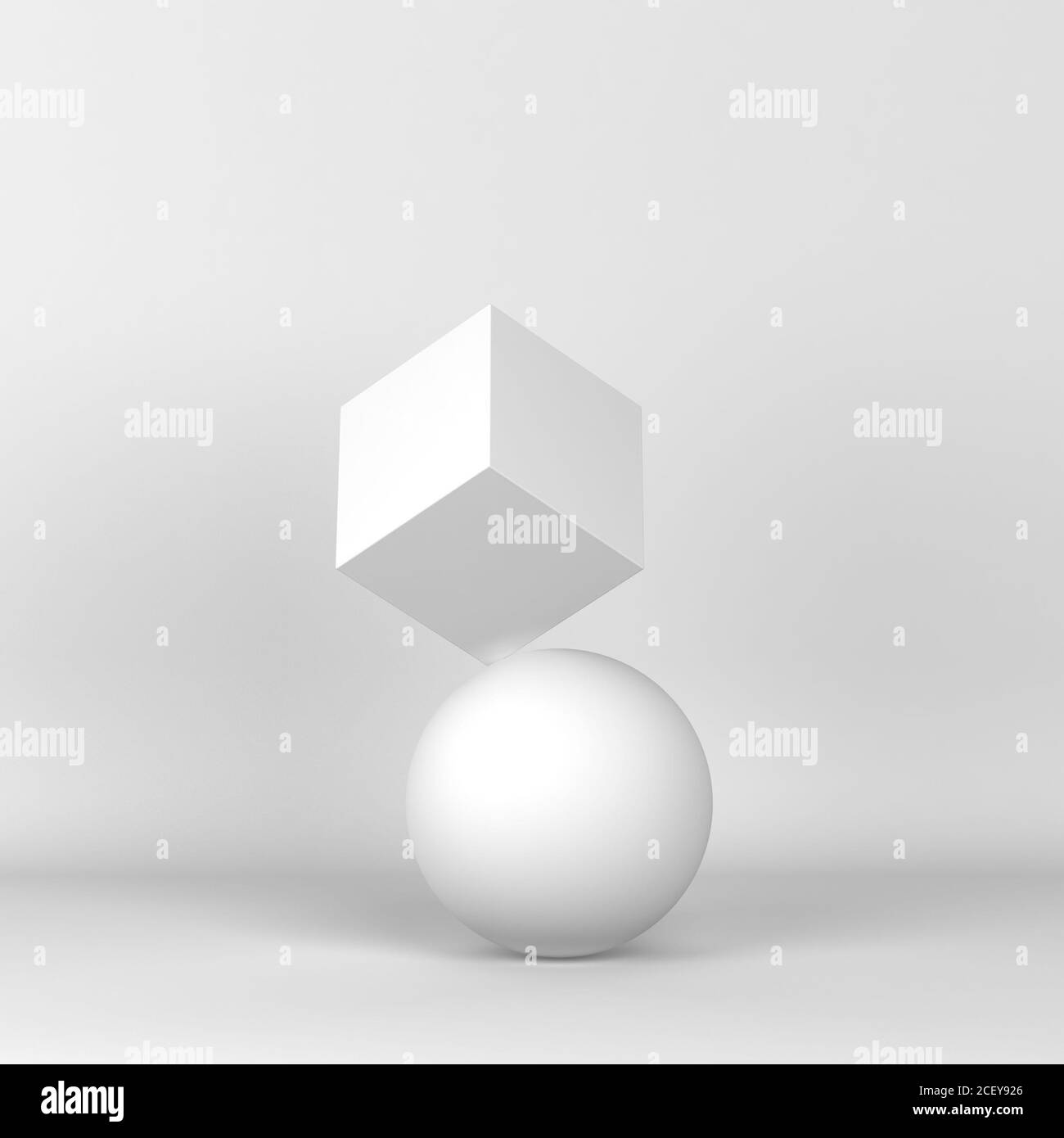 Single cube standing on a sphere. Minimal scene. 3d illustration Stock ...