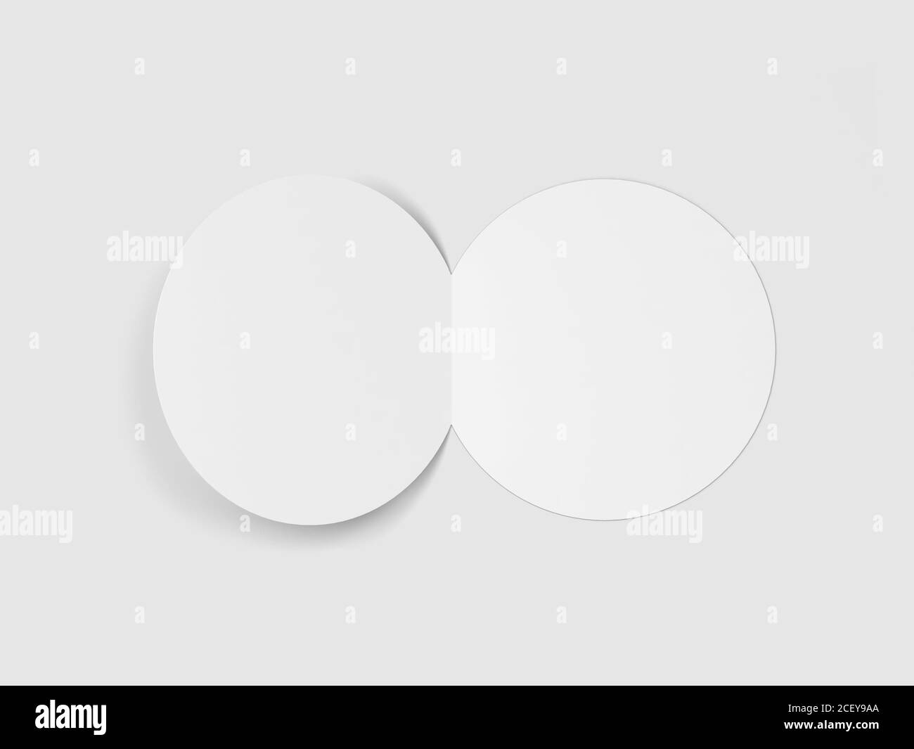 Blank bi-fold round brochure. 3d illustration isolated on gray ...