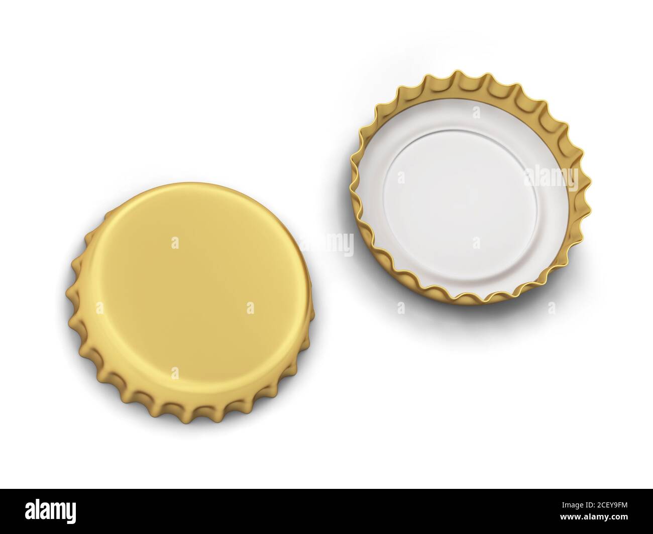 Blank bottle cap mockup. 3d illustration isolated on white background ...