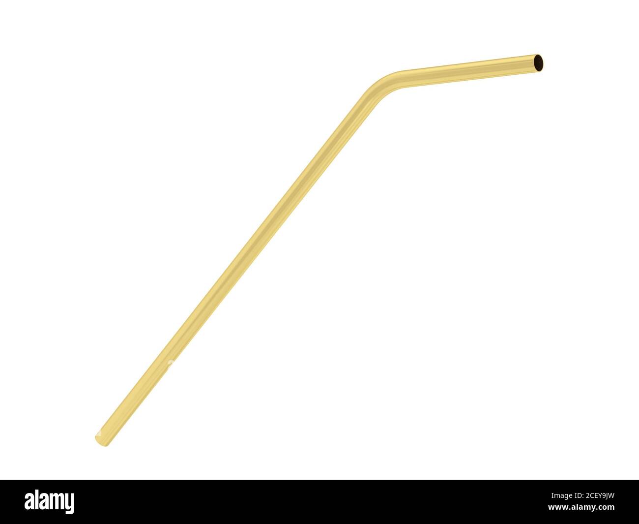 Metallic straw to use instead of plastic one. 3d illustration isolated ...