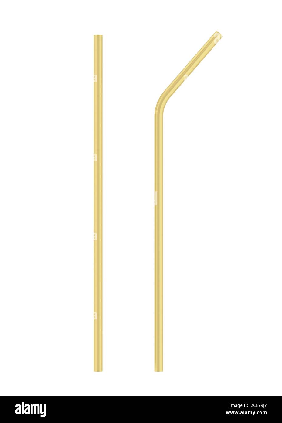 Metallic straw to use instead of plastic one. 3d illustration isolated ...