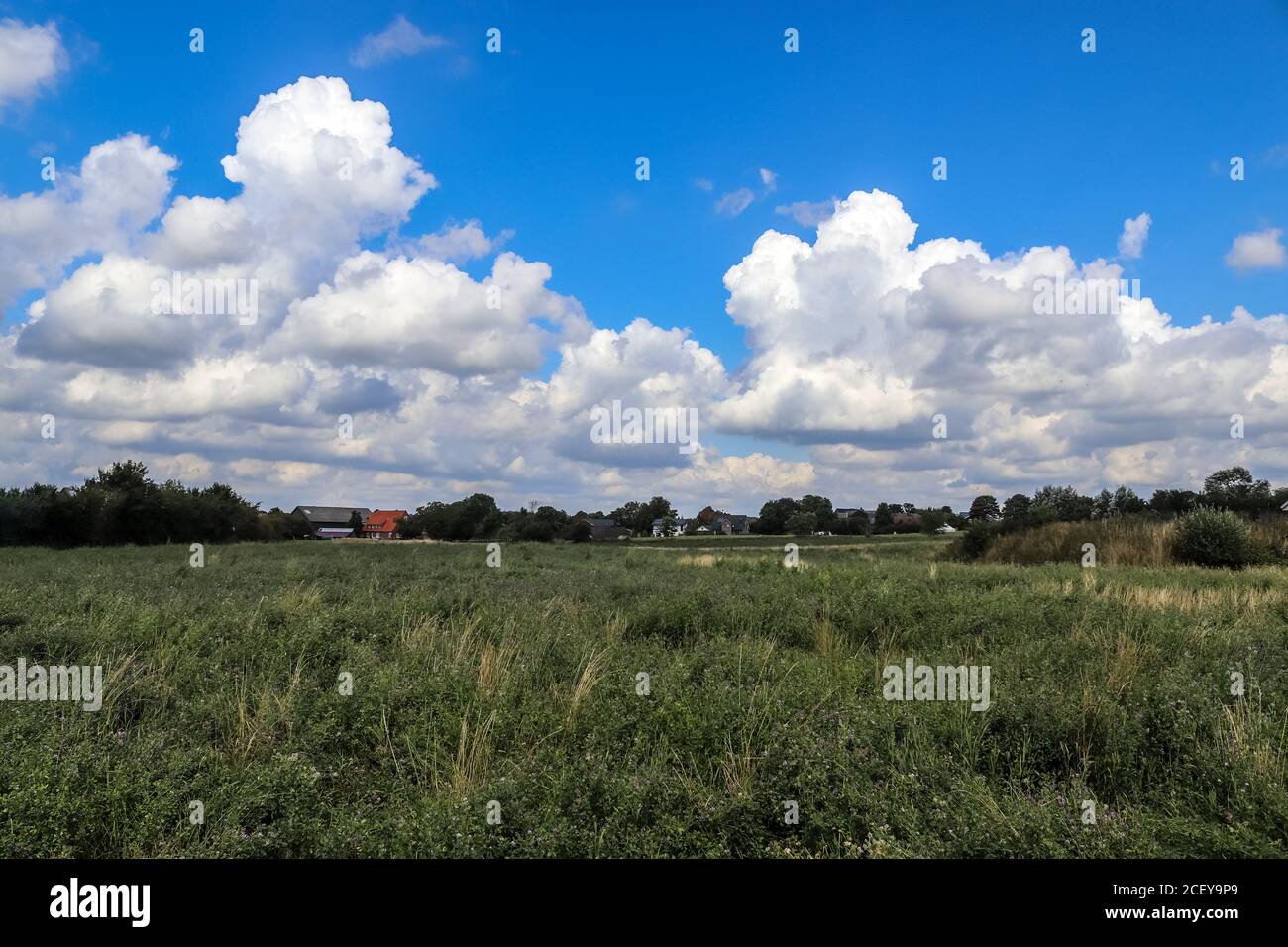Beautiful clouds in a blue sky over a northern european landscape Stock ...