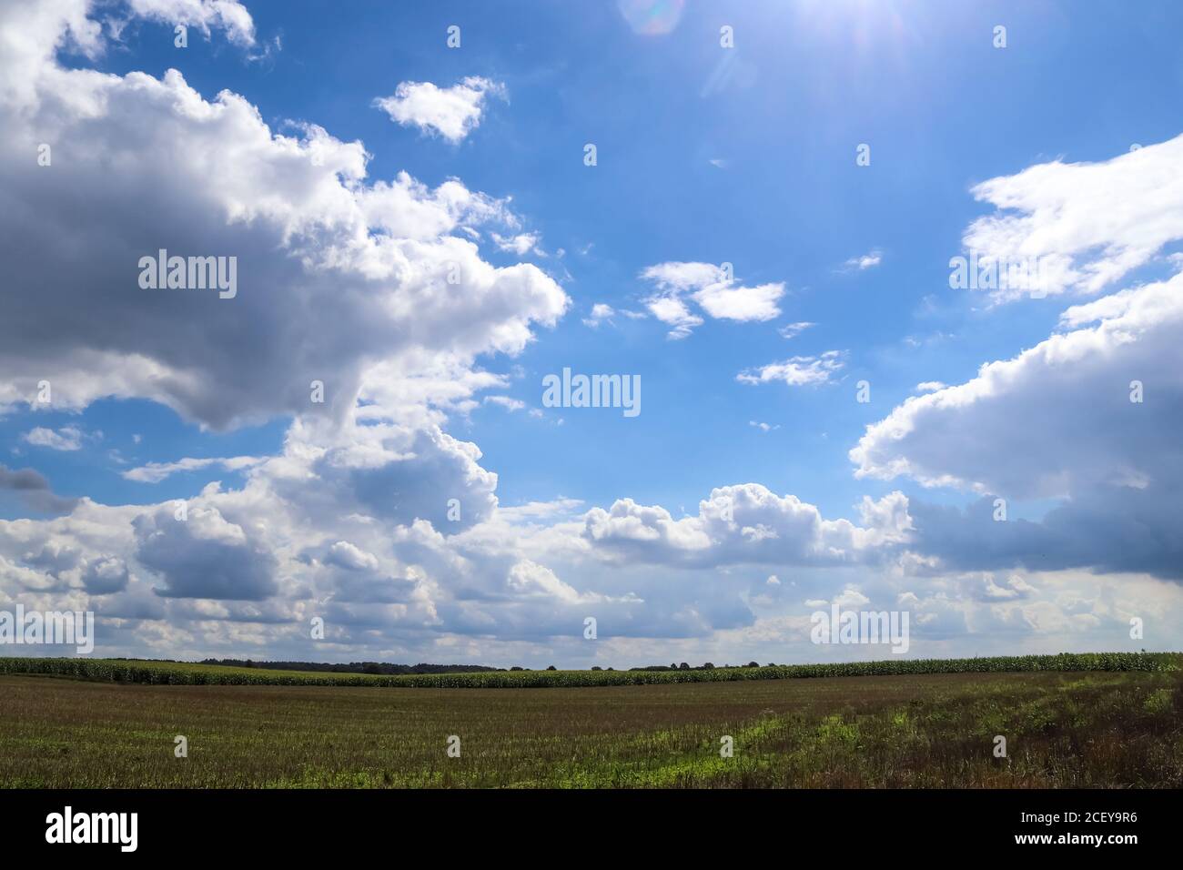 Beautiful clouds in a blue sky over a northern european landscape Stock ...