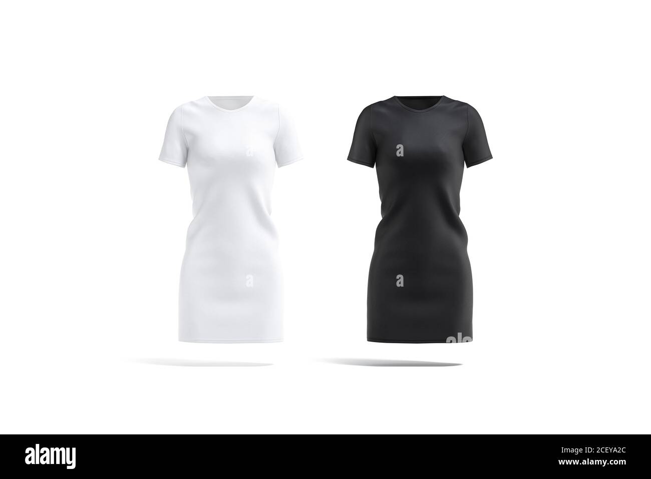 Blank black and white cloth dress mock up, front view Stock Photo - Alamy