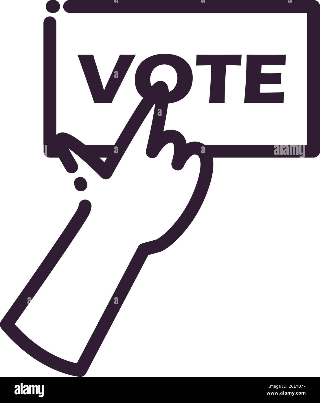 Hand with vote paper line style icon design, President election ...