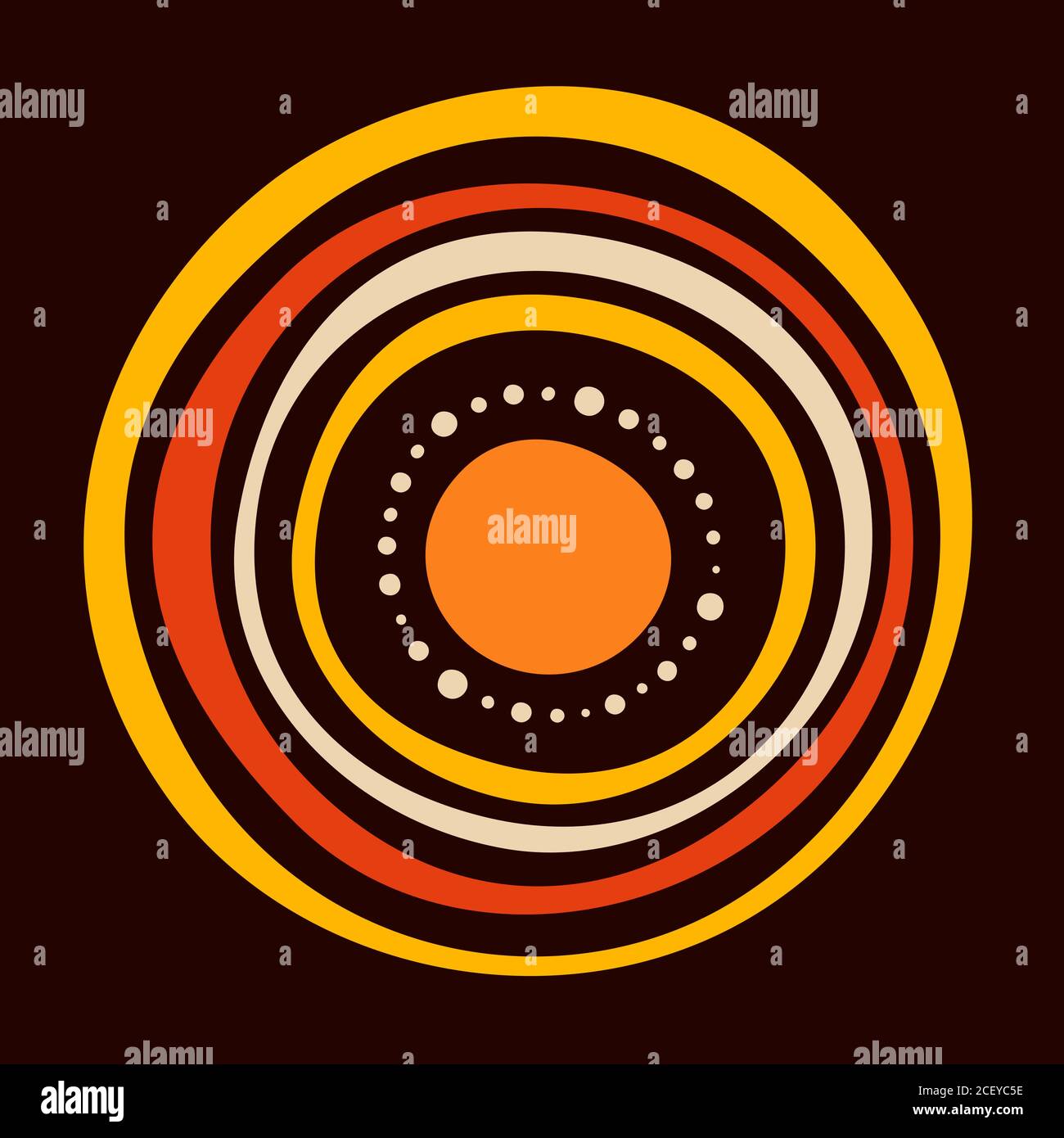 Stylized sun. Australian art. Aboriginal painting style. Smooth round ...