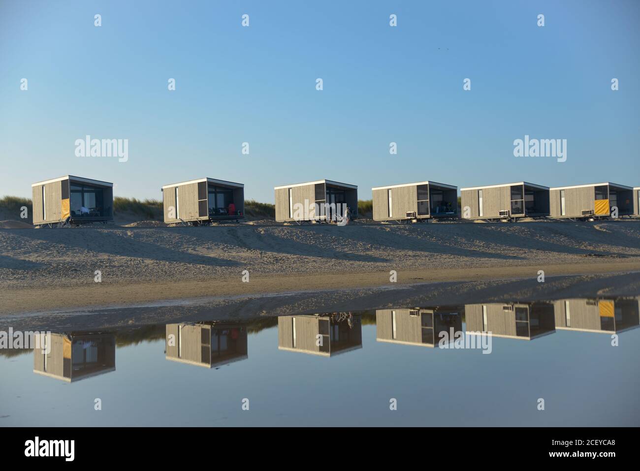 beach huts for rent at Kijkduin, Holland Stock Photo - Alamy
