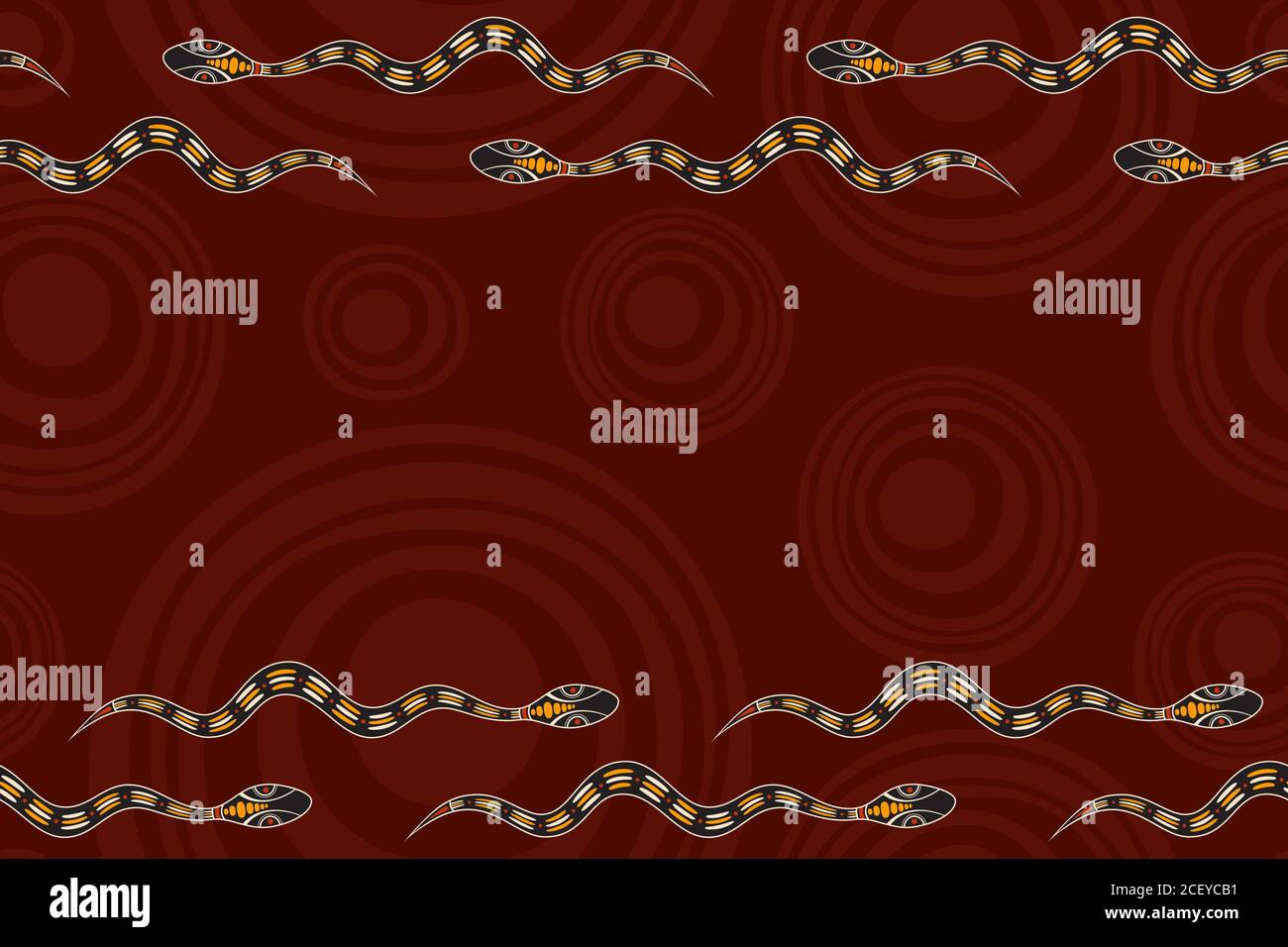 Seamless horizontal border pattern with snakes and smooth round shapes ...