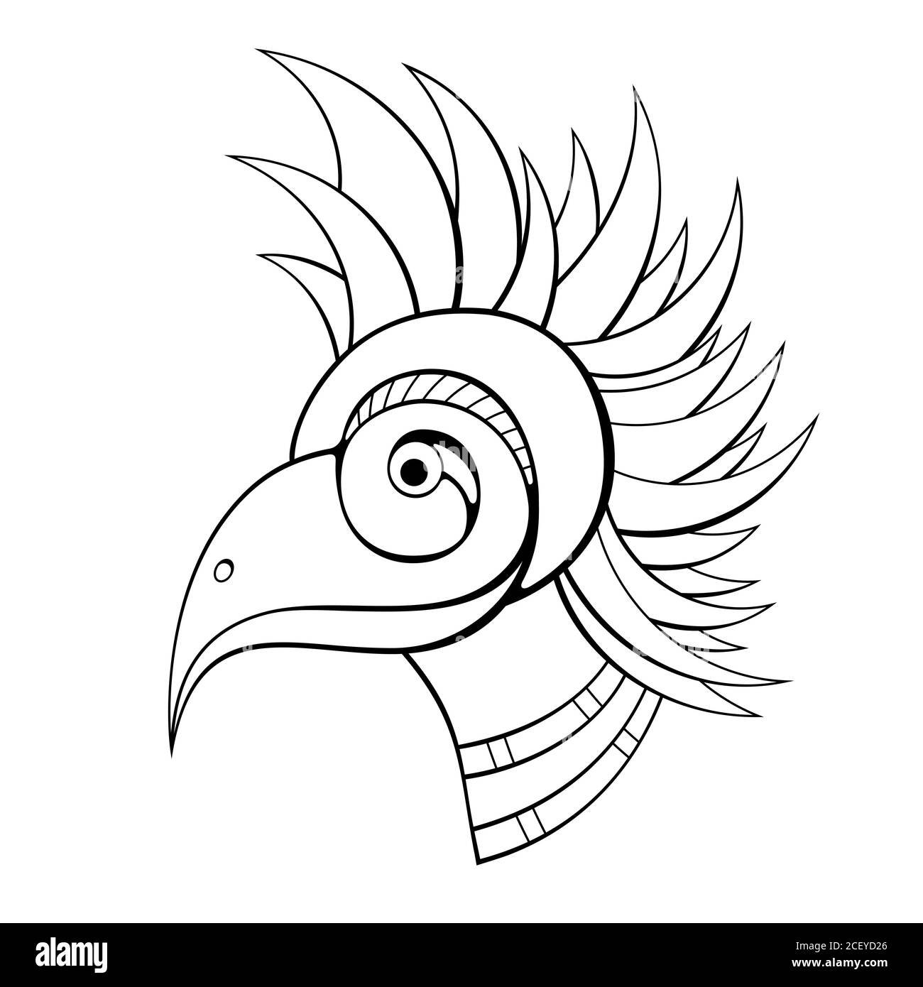 Bird head, isolated on white background. Abstract style. Vector ...