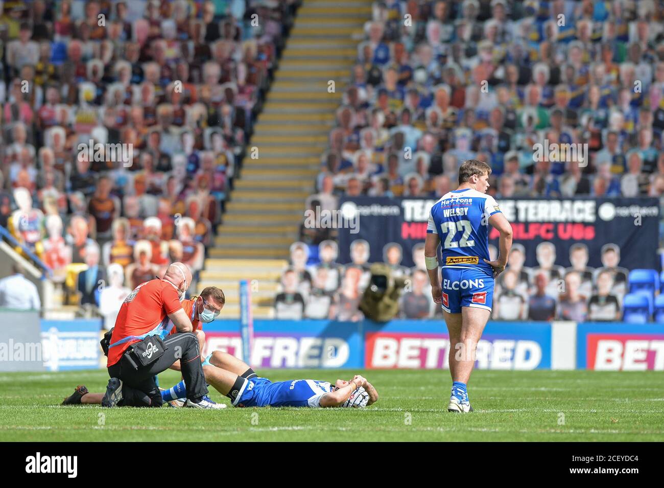 St Helens' Theo Fages down injured Stock Photo - Alamy