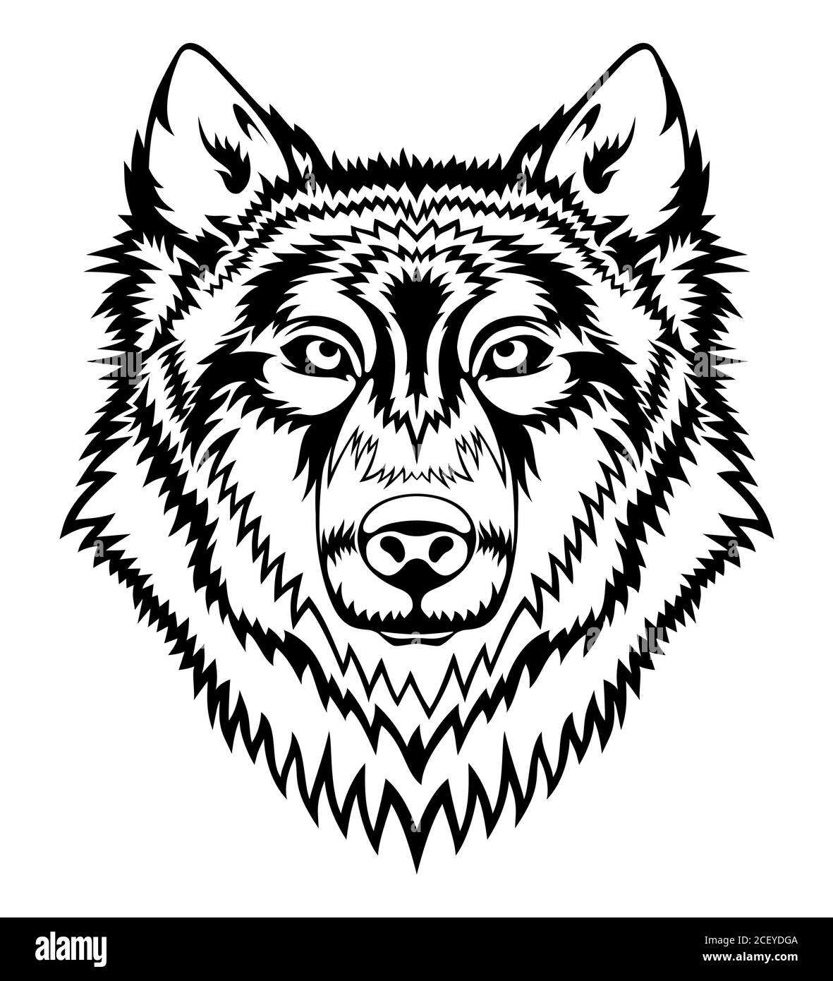 Wolf head, isolated on white background. Wild animal print. Can be used ...