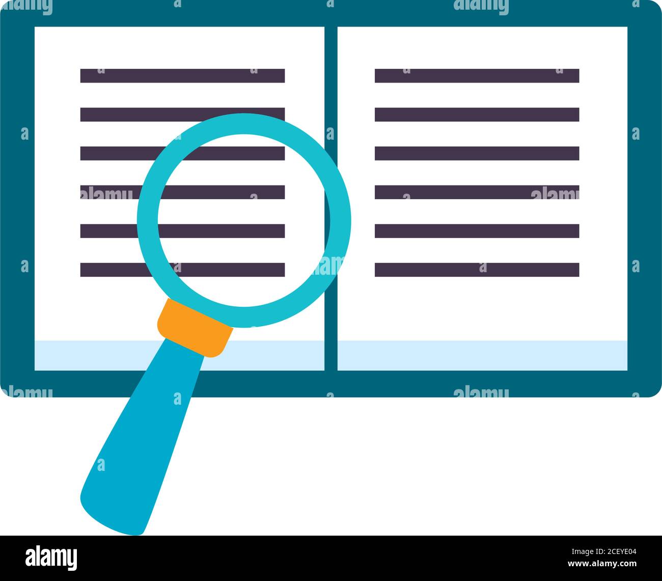 open book with lupe flat style icon design, Education literature and ...