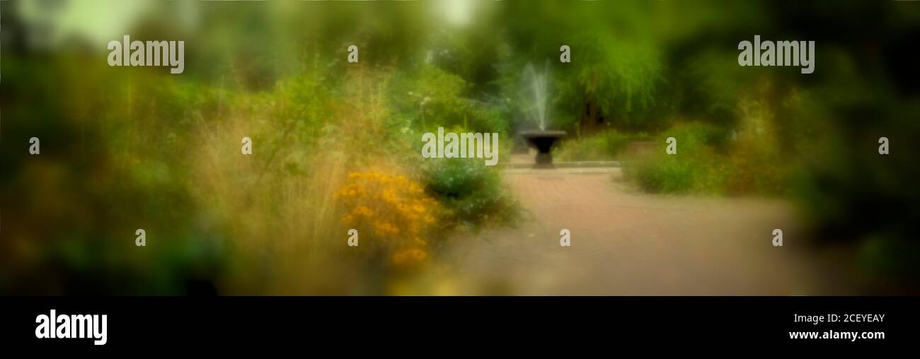 Pinhole panoramic landscape with fountain Stock Photo - Alamy