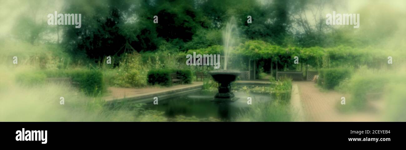 Pinhole panoramic landscape with fountain Stock Photo - Alamy