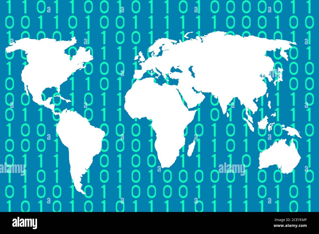 world map and binary digits Stock Photo - Alamy