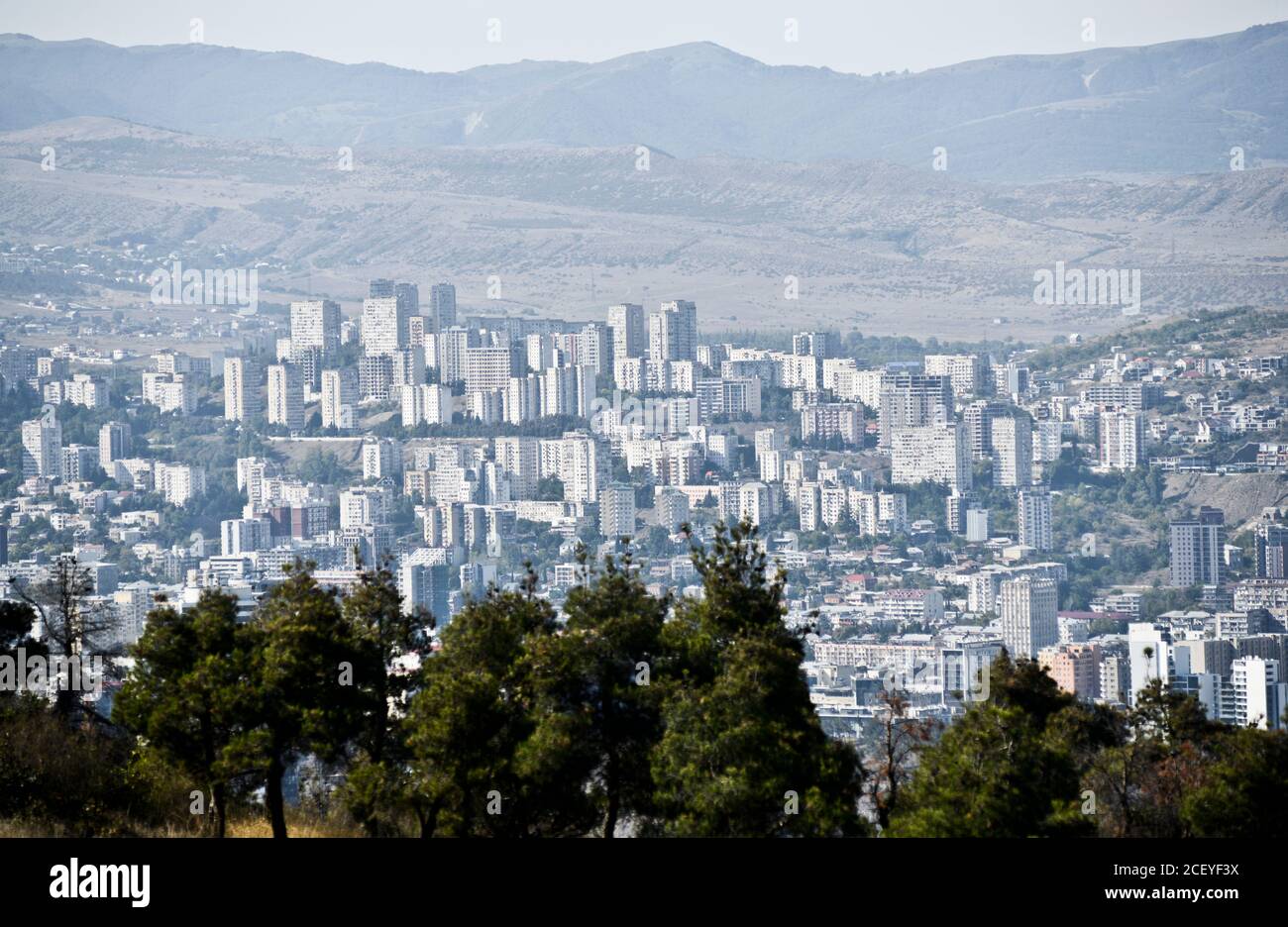 Tbilisi: skyline and panoramic view of monoblock buildings, from ...