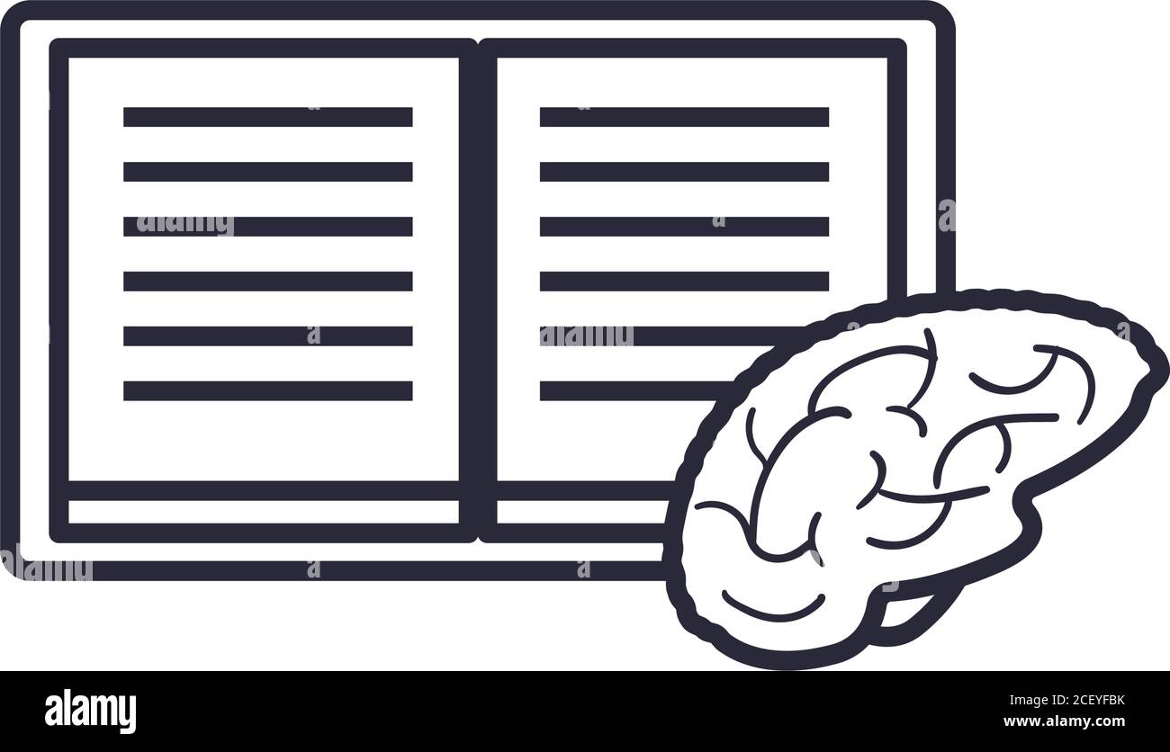 open book with brain line style icon design, Education literature and ...
