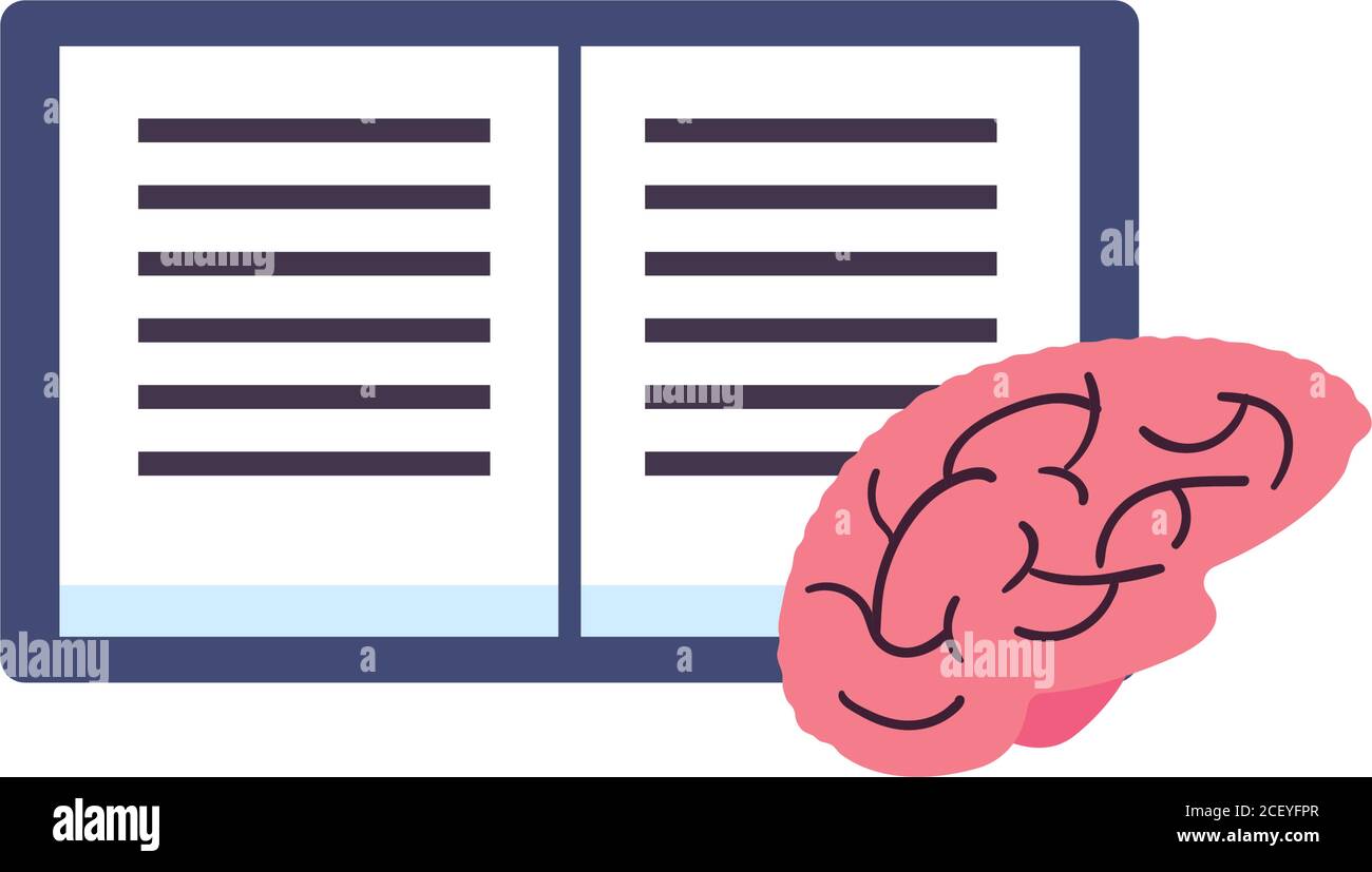 open book with brain flat style icon design, Education literature and ...