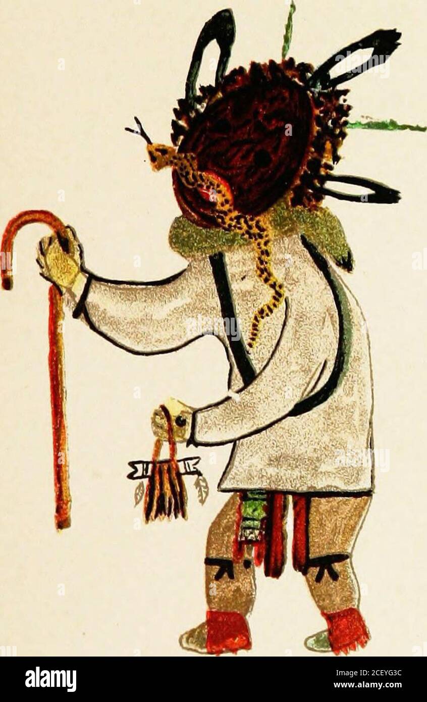 . Hopi Katcinas drawn by native artists. PUUKON HOYA PALUNA HOYA Stock ...