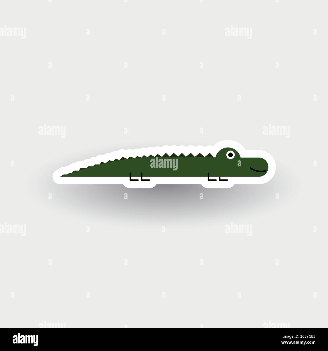 Happy Alligator - funny cartoon animal. Children character. Simple ...