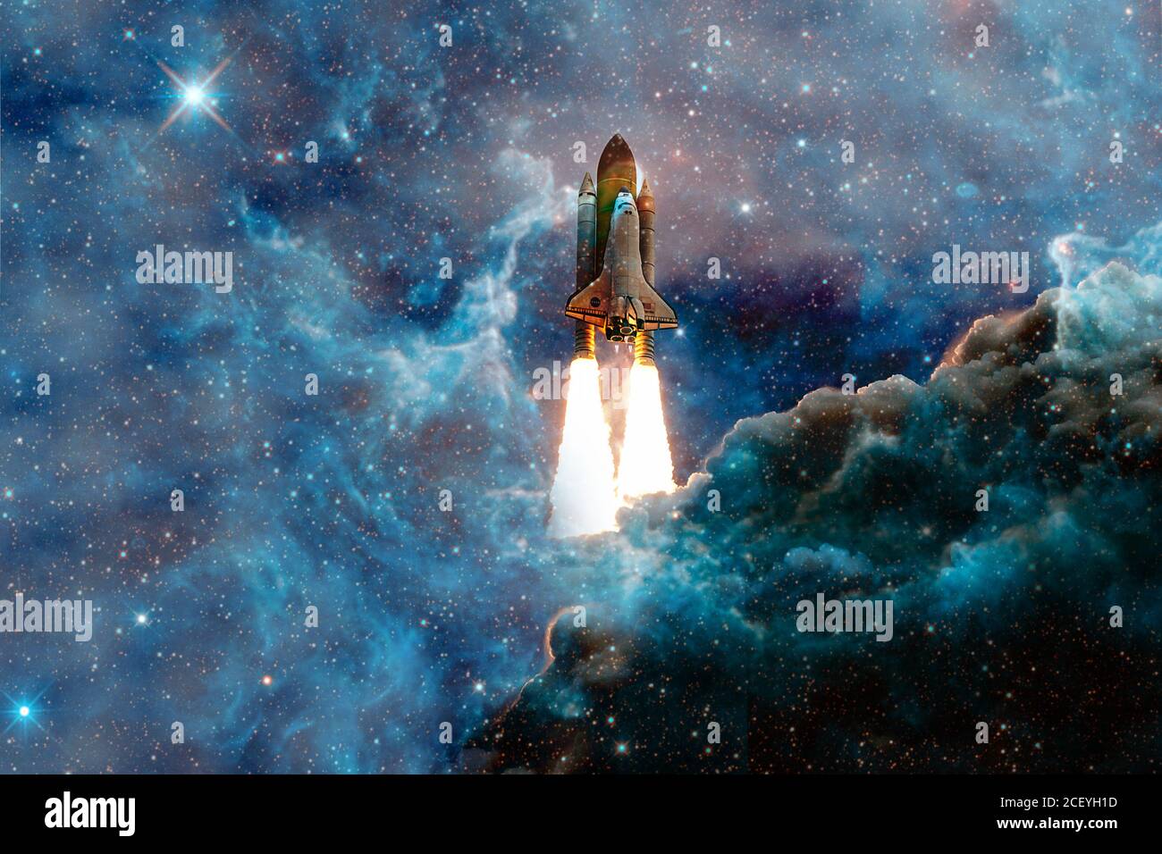 Space Shuttle Atlantis. Cosmos art. Elements of this image furnished by ...