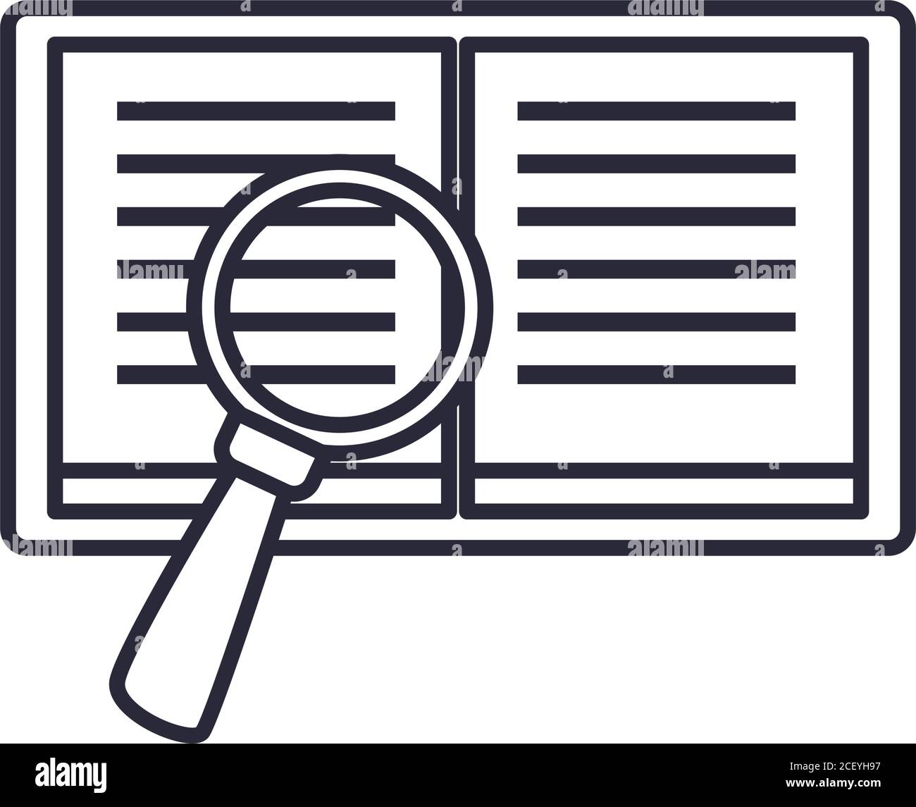 open book with lupe line style icon design, Education literature and ...