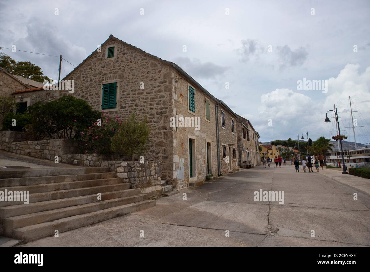 Stari Grad/Croatia-August 7th,2020: Old, stone houses by the waterfront ...