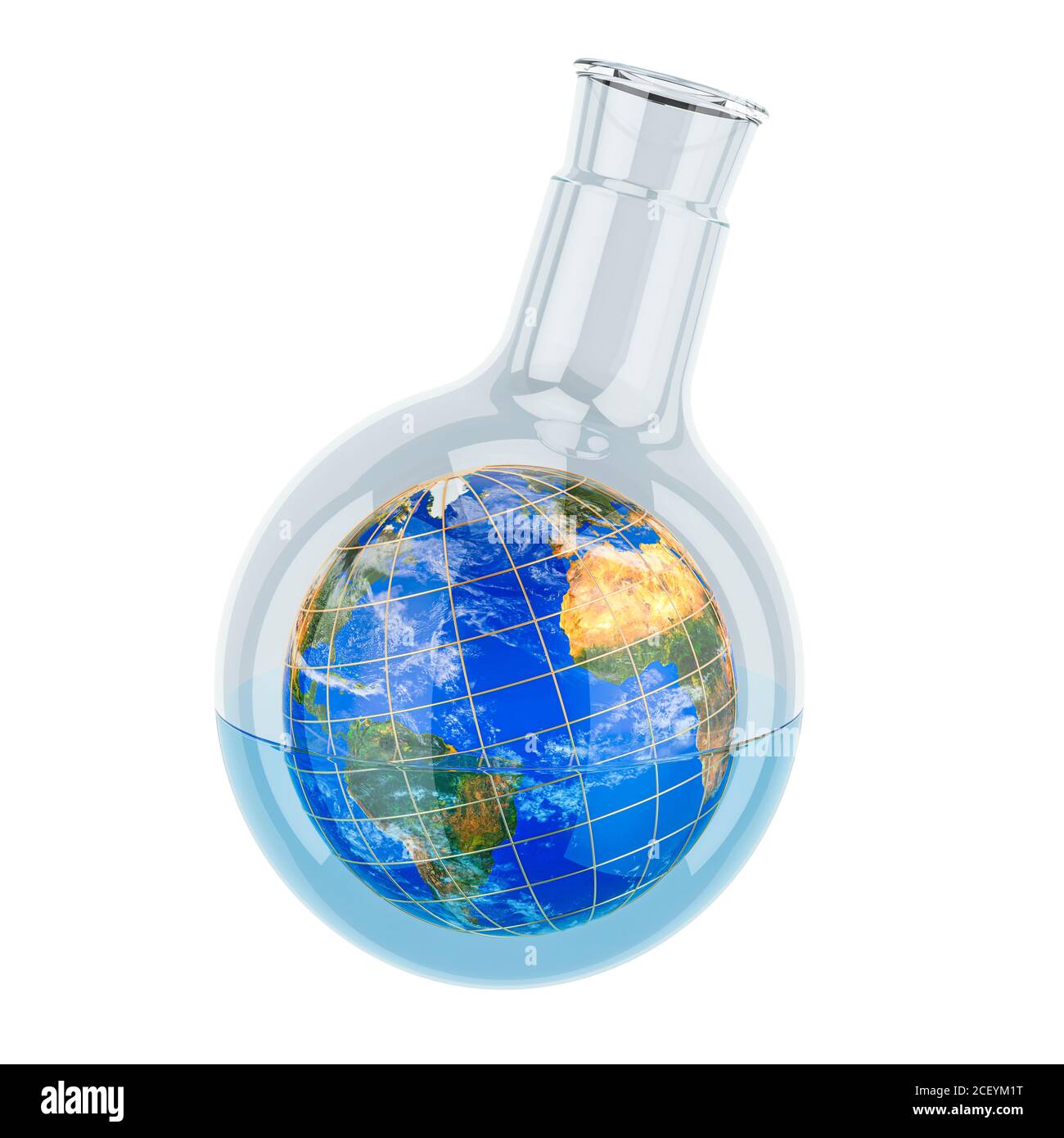 Flask with Earth Globe inside. Global research and discovery concept ...