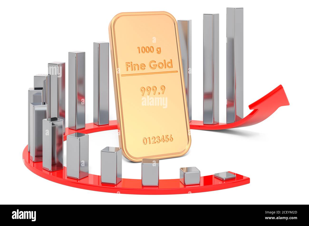 Business graph gold bars arrow Cut Out Stock Images & Pictures - Alamy