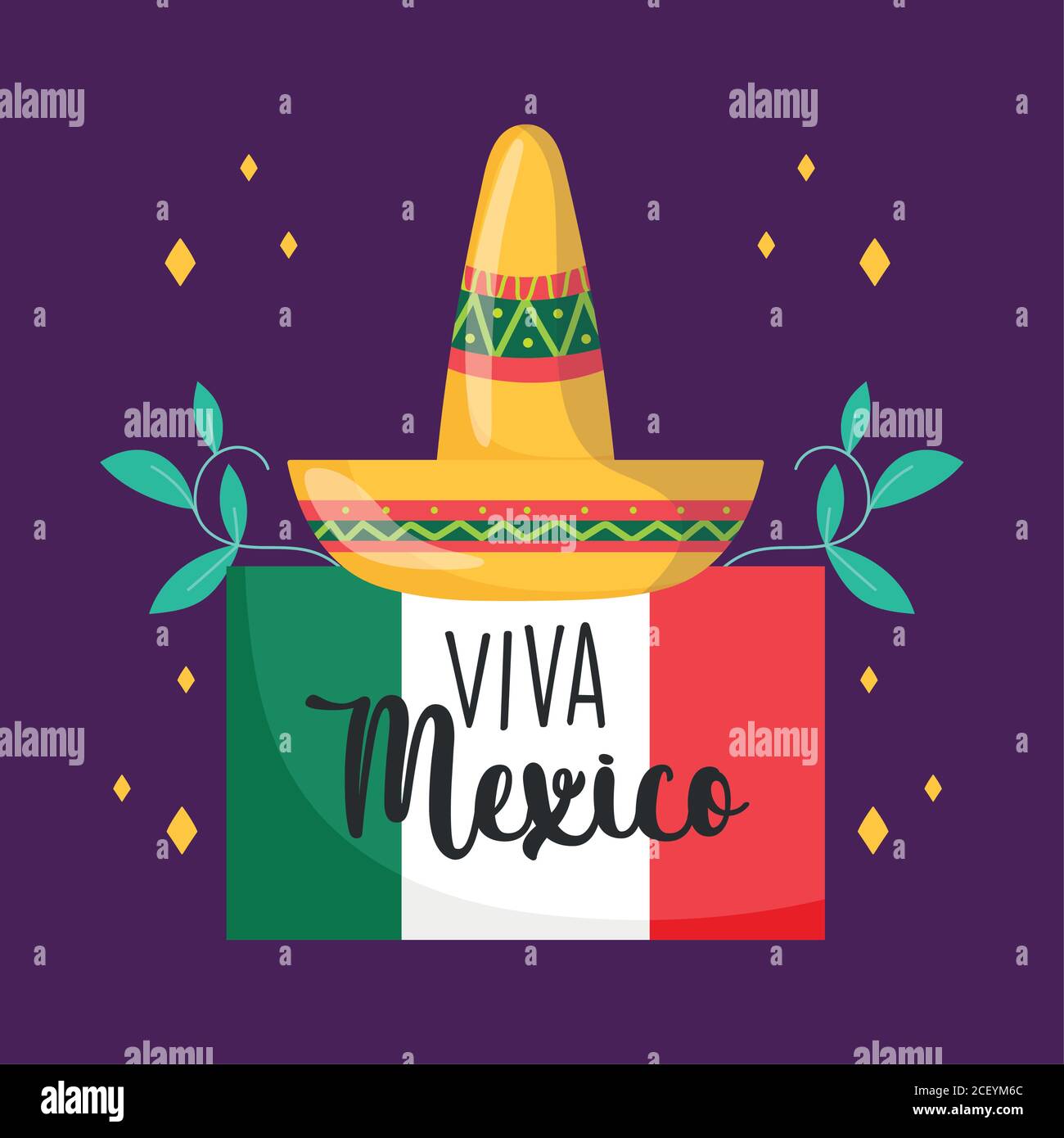 mexican independence day, hat flag floral decoration, viva mexico is ...